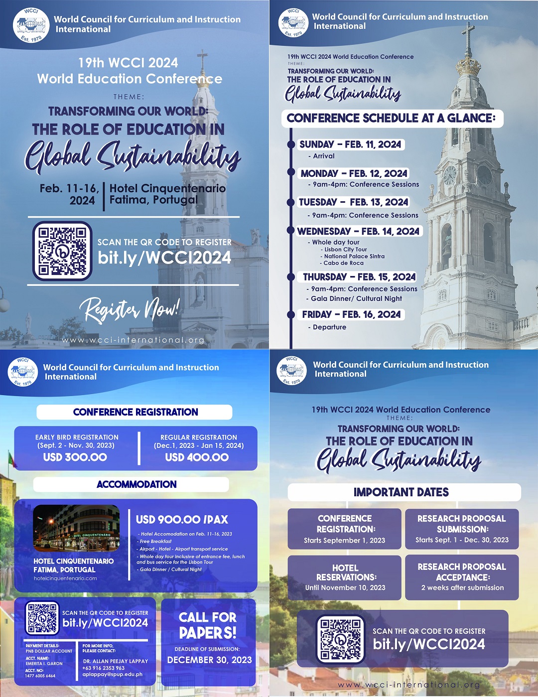 (Registration Fee covers accommodation (double/twin sharing), airport transfer and City Tour.)